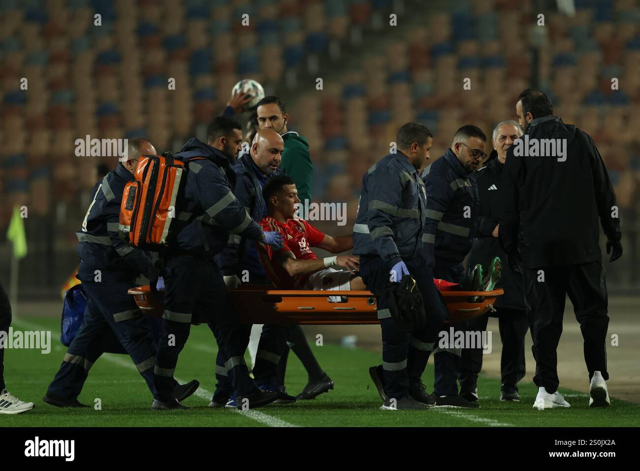 EGYPT, CAIRO, 22 December 2024 : injured player, Emam Ashour of Al Ahly ...