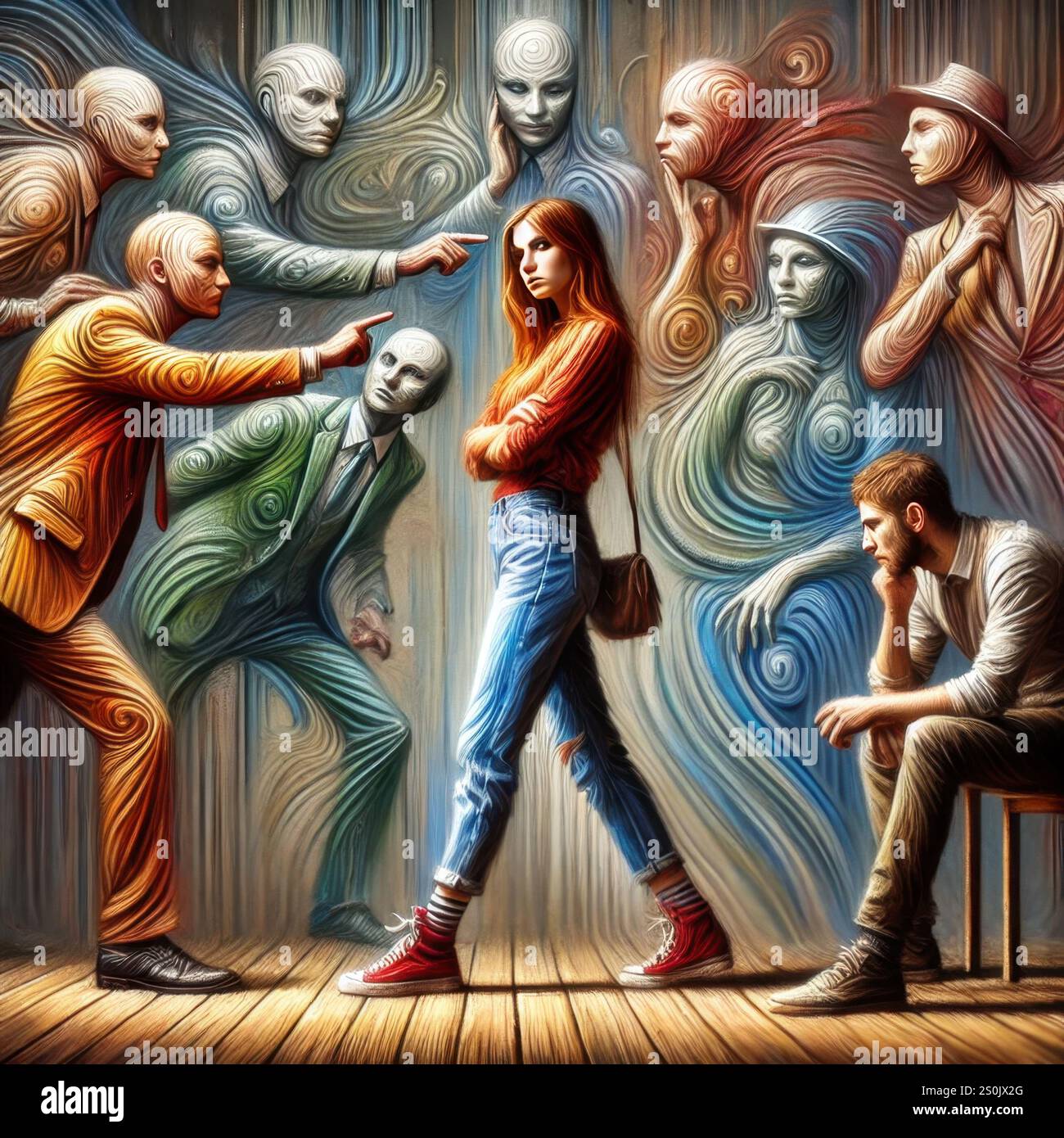 A figure pushes against barriers, representing shifting limits and ...