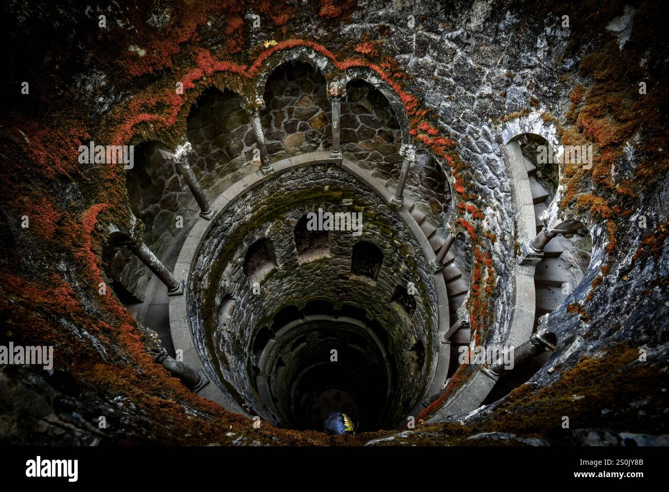 Moss-Covered Arches of the Initiation Well at Quinta da Regaleira ...