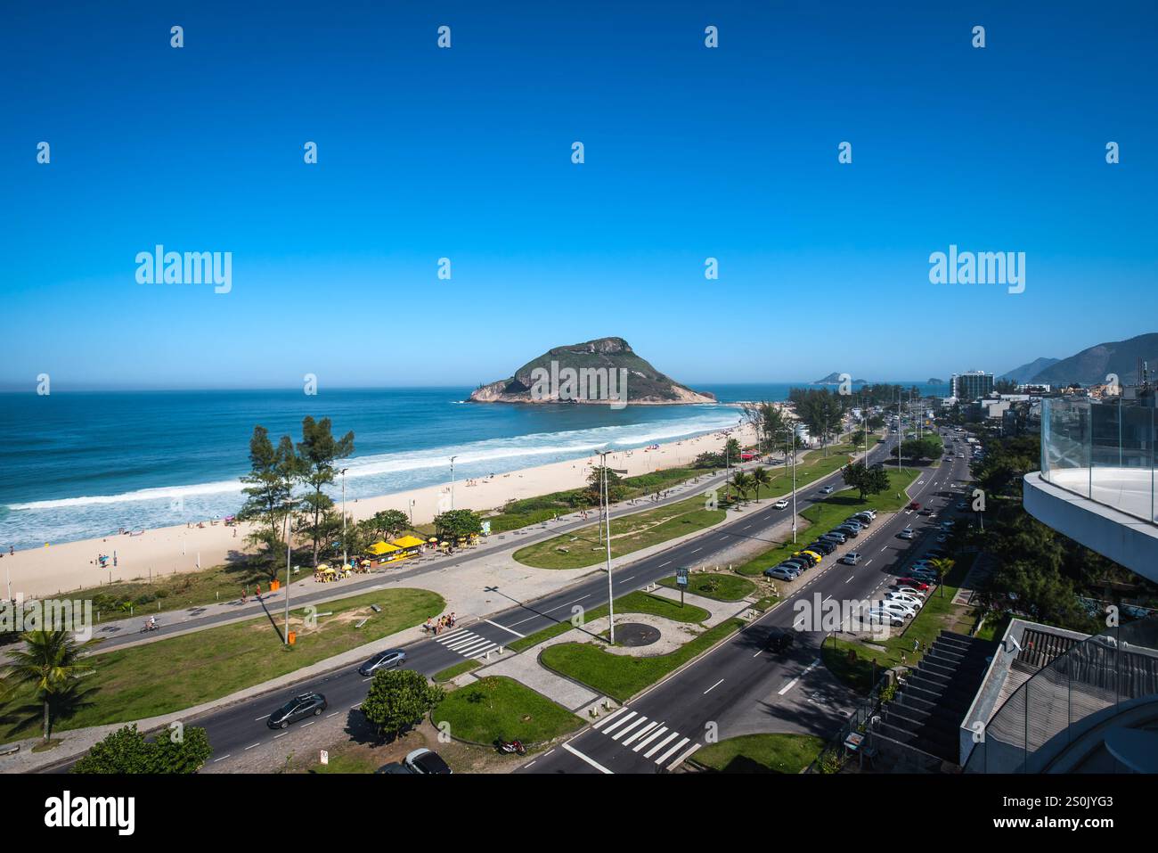 Beachfront View of Recreio dos Bandeirantes and Pedra do Pontal on a ...
