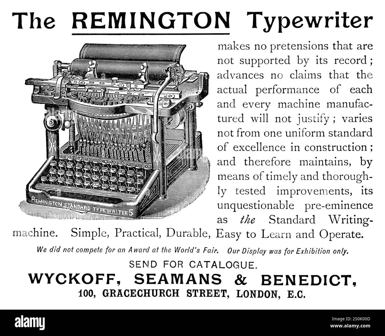 1894 British advertisement for the Remington Typewriter, available at ...
