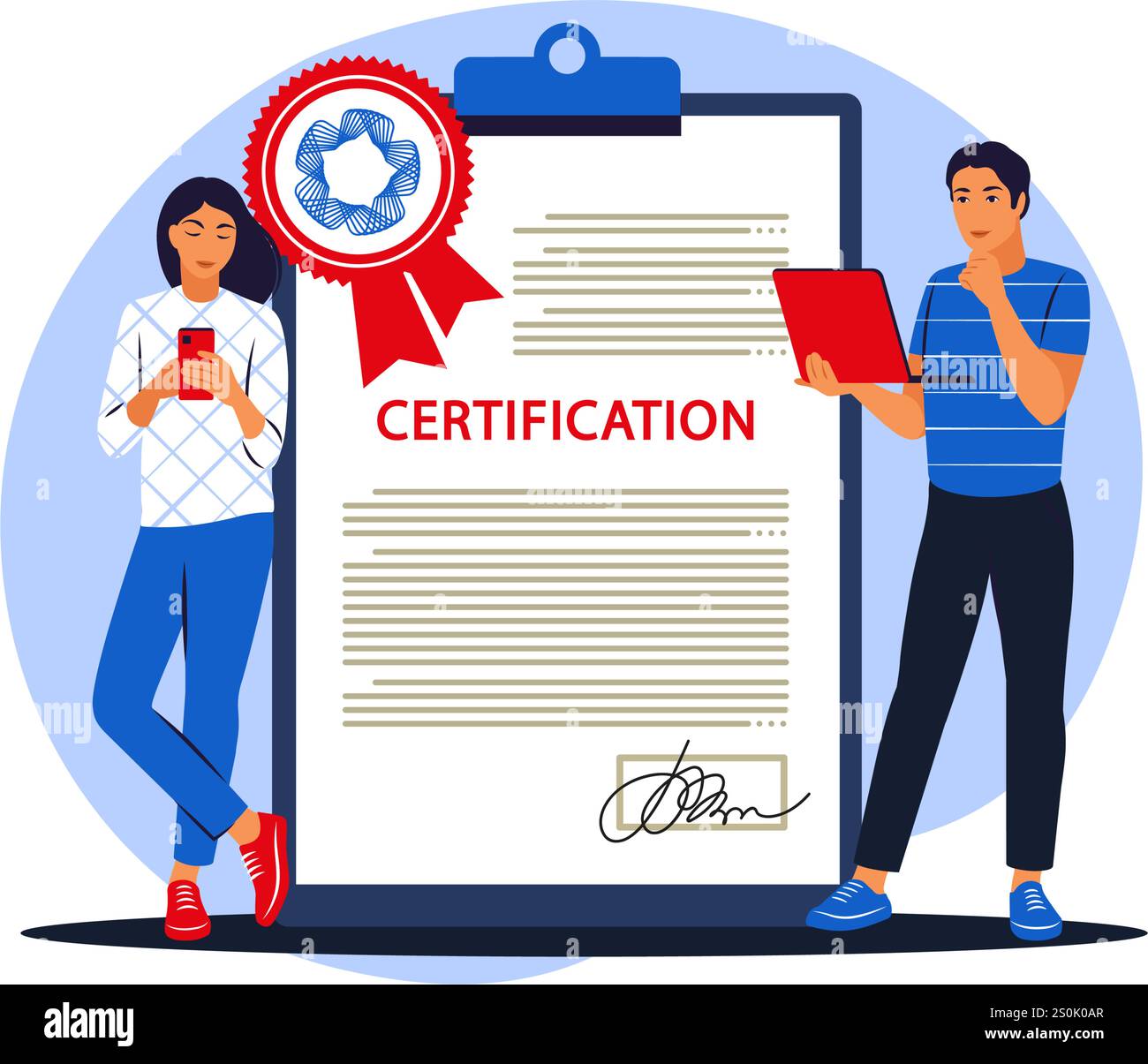 Business certificate and development concept. Young people woman and ...