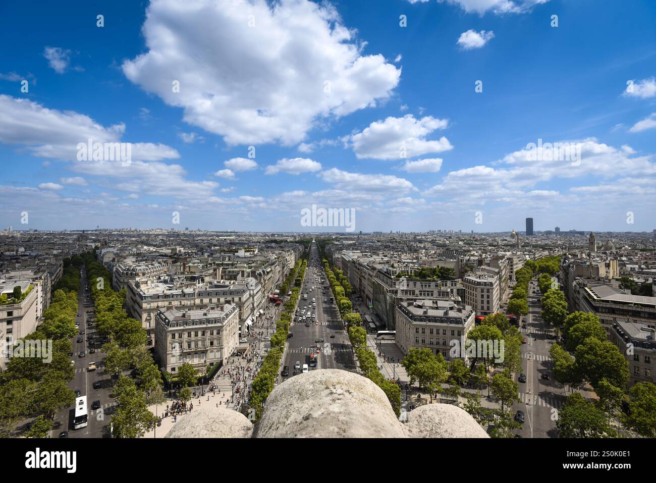 Aerial View of Champs-Élysées and Parisian Skyline from Arc de Triomphe on a Summer Day - Paris ...