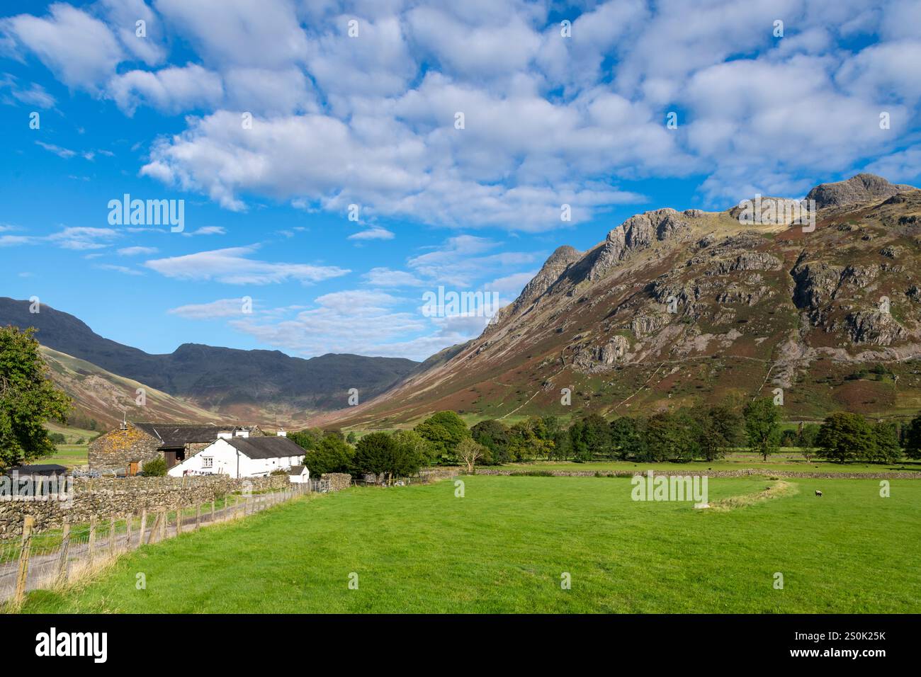 A bright and sunny day in Langdale in the Lake District national park ...