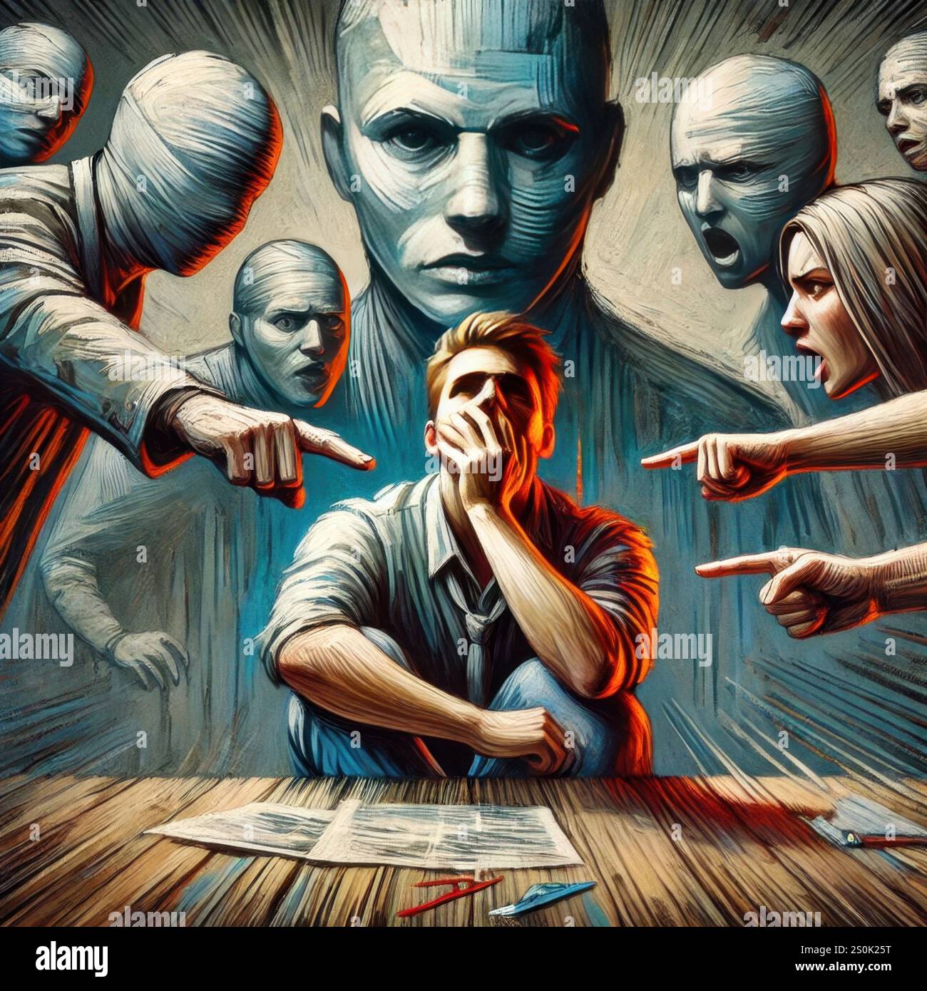 A man shields himself amidst fragile momentum and chaotic energy ...