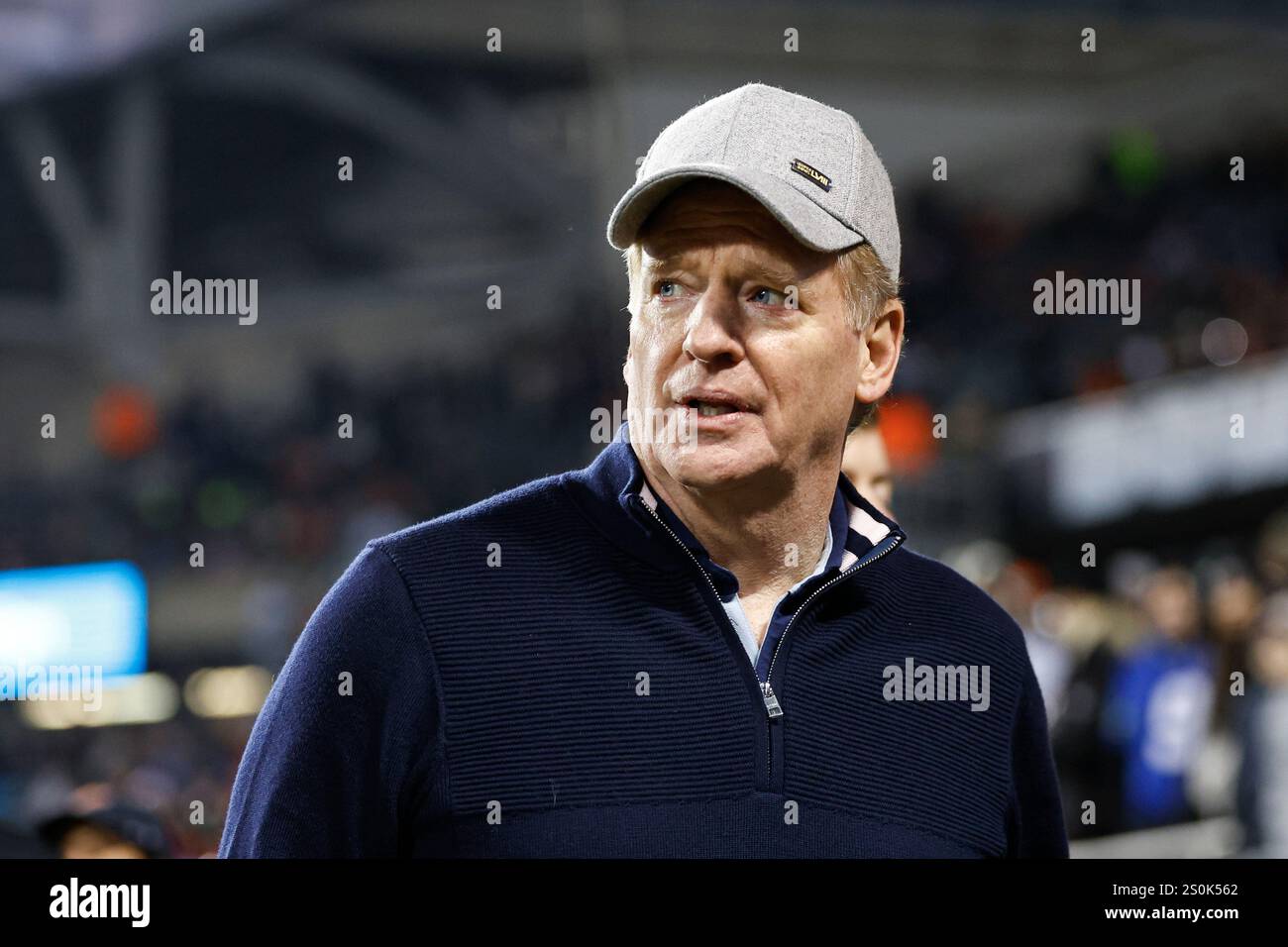 NFL Commissioner Roger Goodell attends an NFL football game between the ...