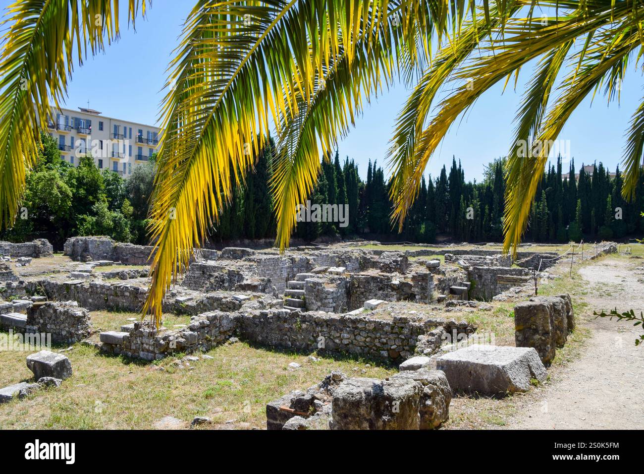 Ancient Roman baths ruins in Cimiez, Nice, South of France July 2018 ...