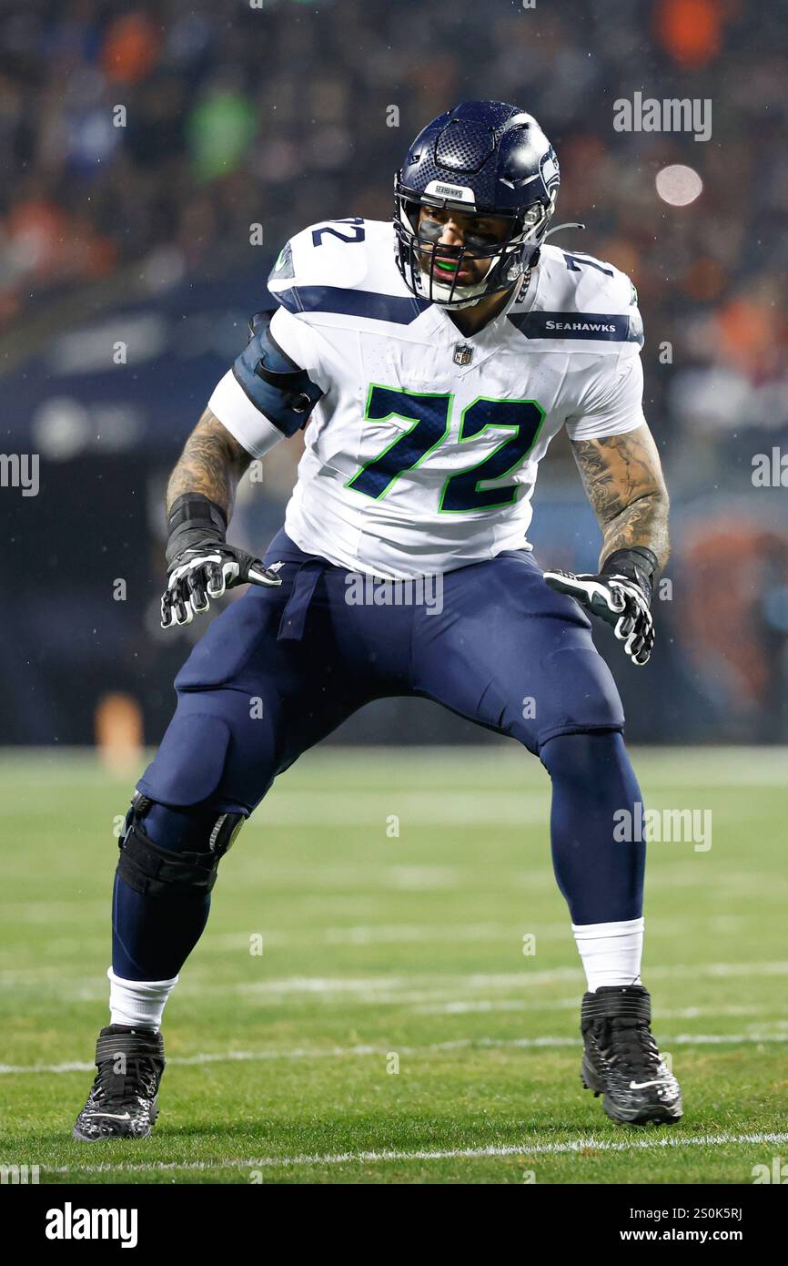 Seattle Seahawks offensive tackle Abraham Lucas (72) blocks during the ...