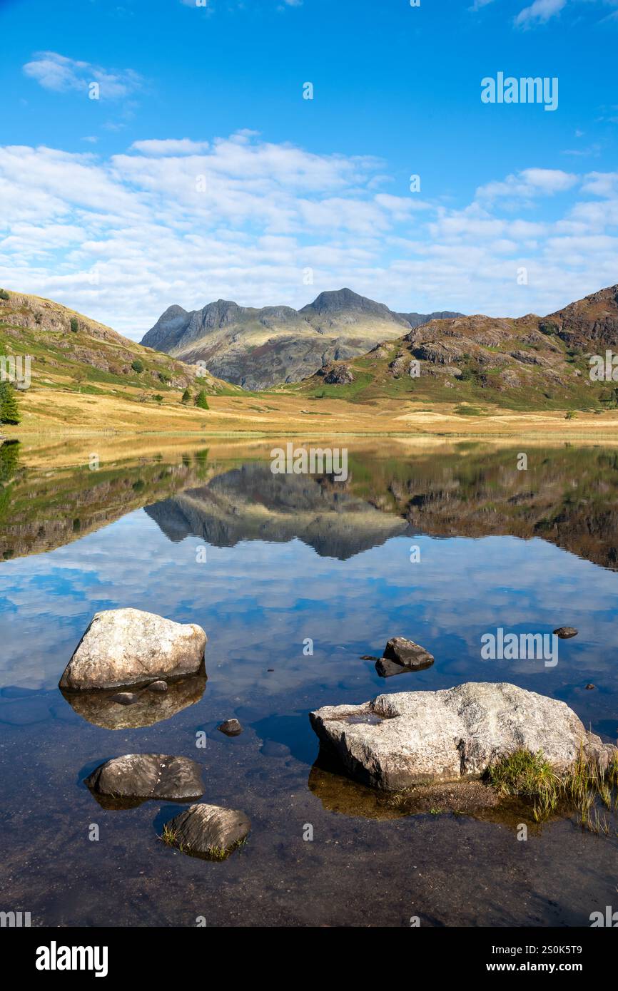 Beautiful still morning at Blea tarn in the Lake District national park ...