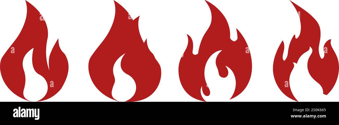 set of red flames Stock Vector Image & Art - Alamy