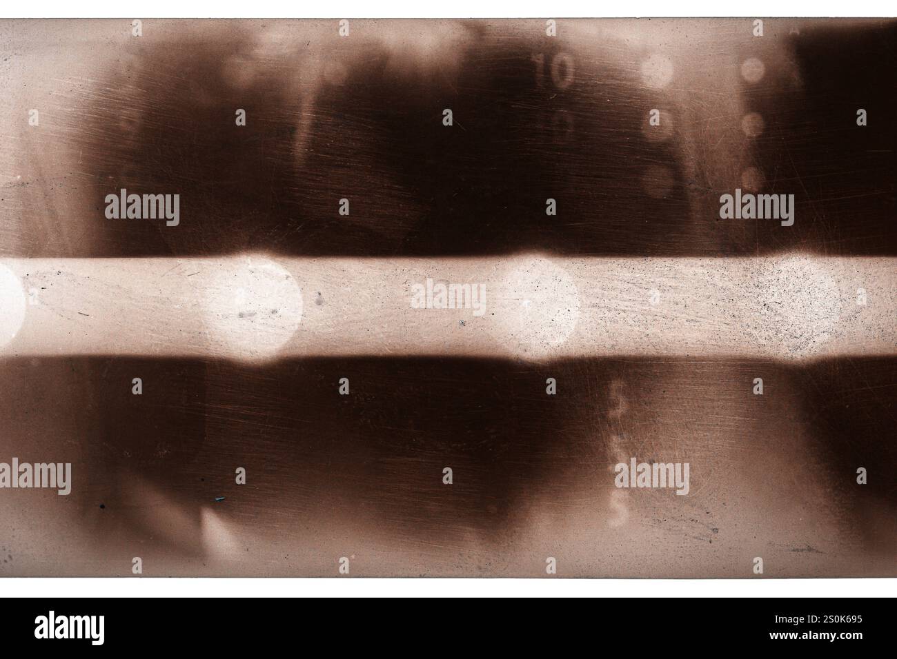 Grungy color 120mm negative film isolated on white background. Medium ...