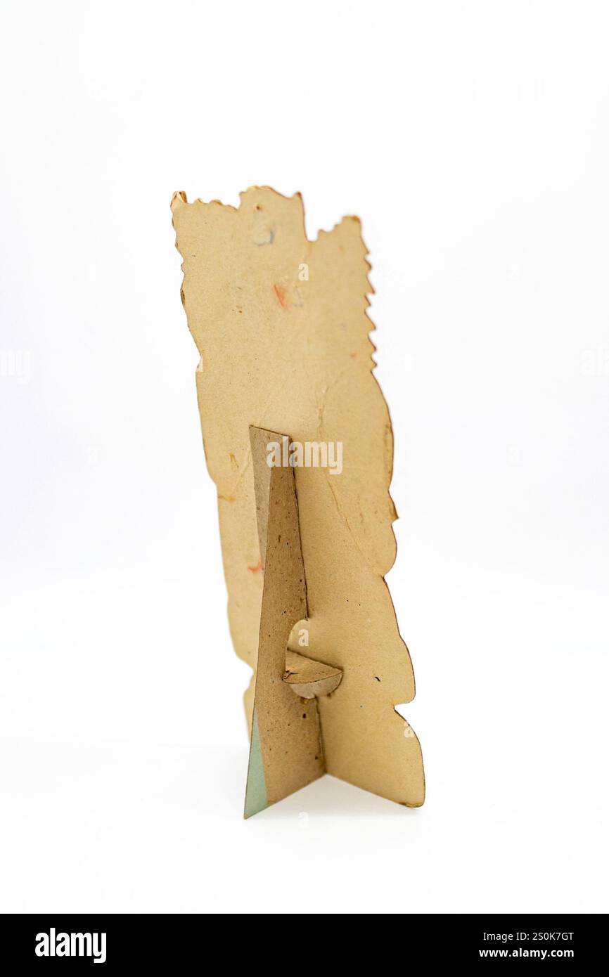 back view rear of stand up Vintage Santa Claus cardboard figurine ...