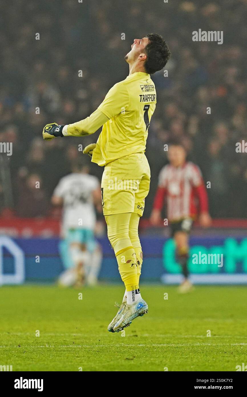 Sheffield, UK. 26th Dec, 2024. Burnley FC goalkeeper James Trafford (1 ...