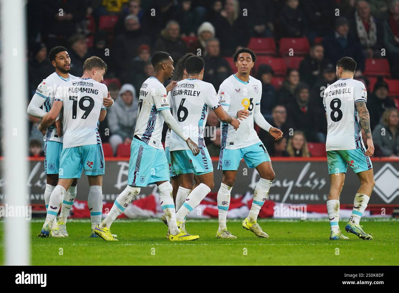 Burnley FC squad celebrates Burnley FC midfielder Josh Brownhill’s (8 ...