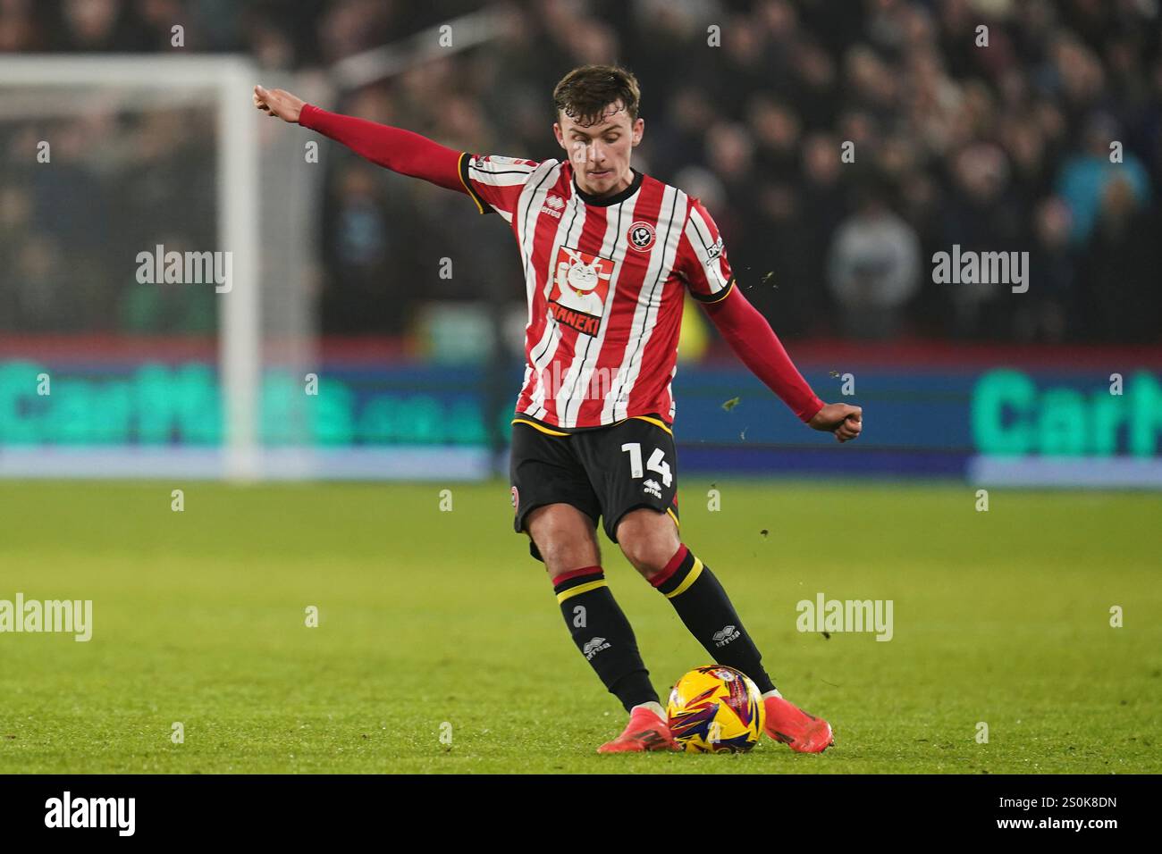 Sheffield United defender Harrison Burrows (14) crosses the ball during ...
