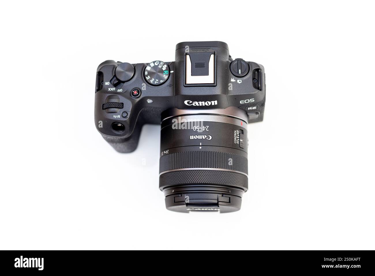 High angle view of a Canon EOS R8 latest mirrorless full frame digital ...