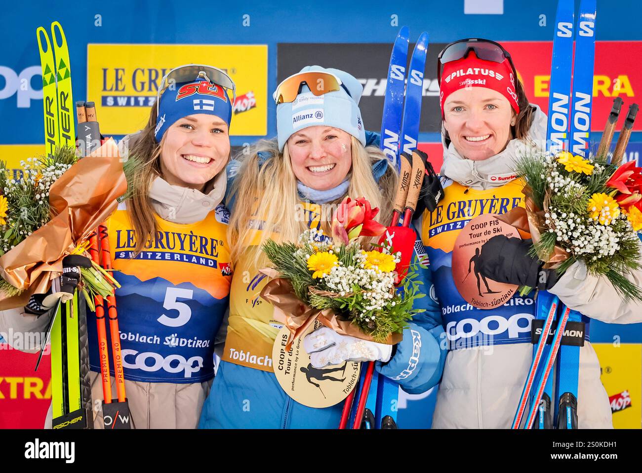 Toblach, Italy. 28th Dec 2024. From left: Jasmi Joensuu from Finland in ...