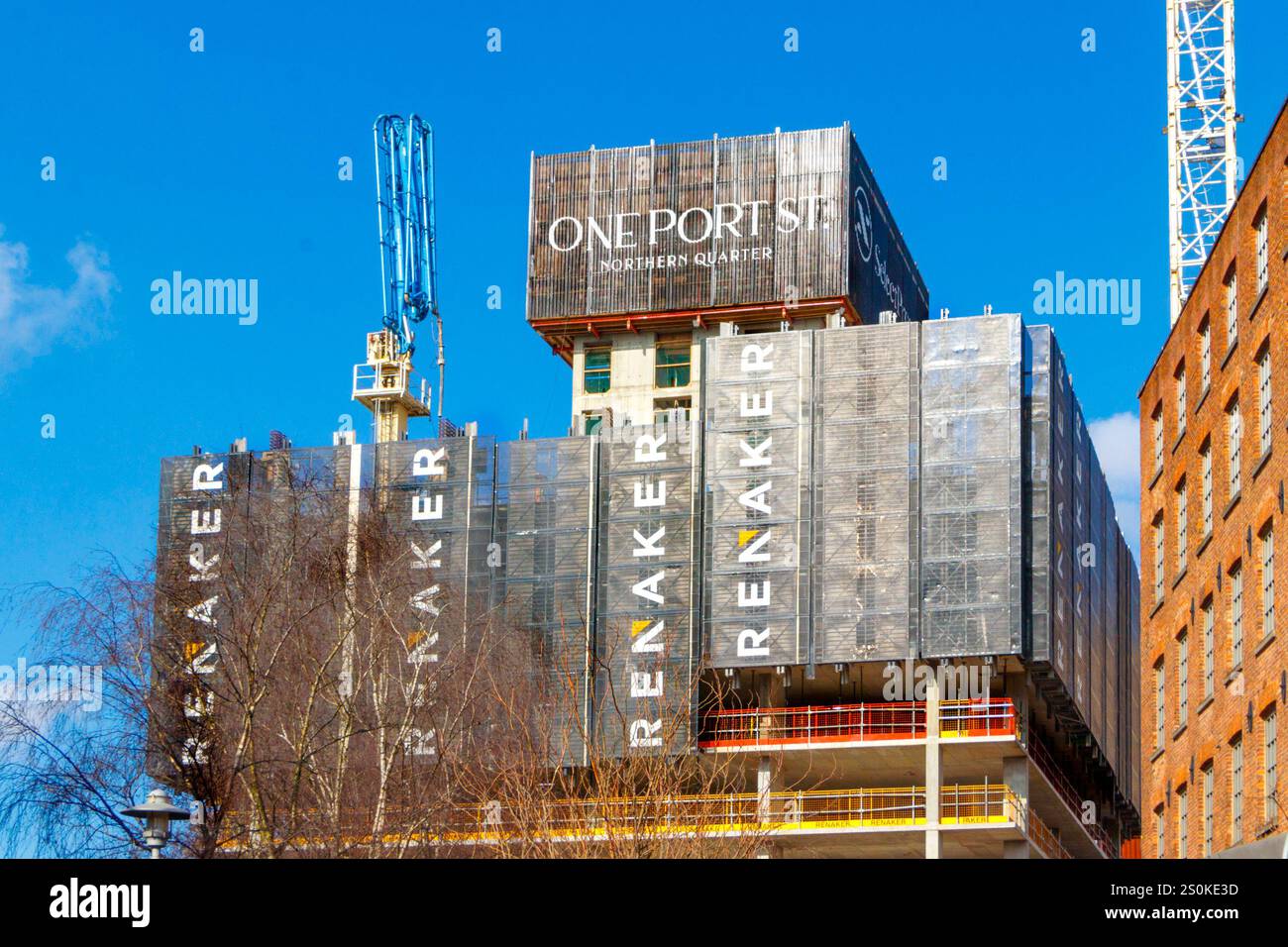 High-rise construction site of One Port Street in Northern Quarter with ...