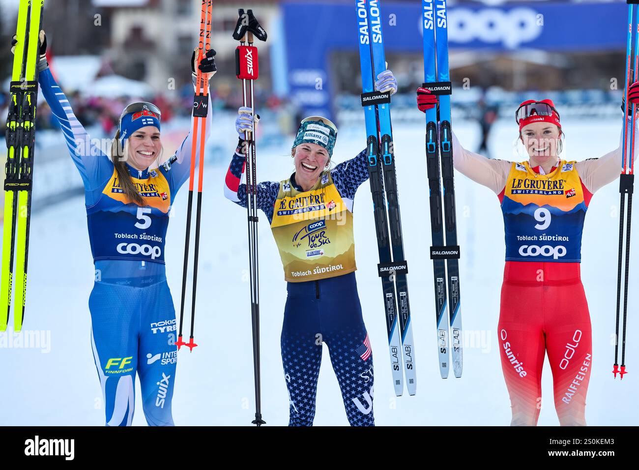 Toblach, Italy 20241228. From left: Jasmi Joensuu from Finland in ...