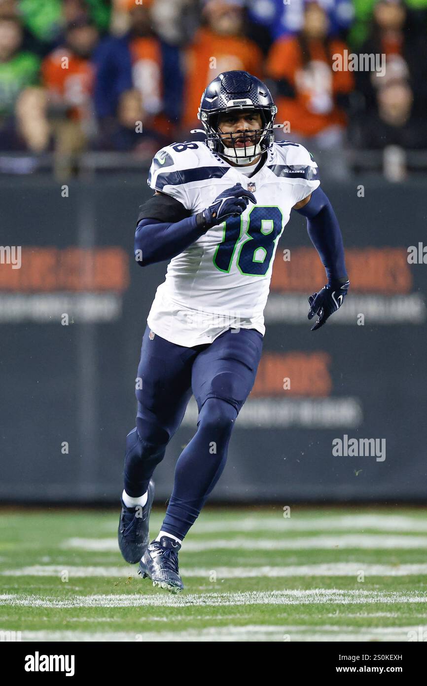 Seattle Seahawks linebacker Josh Ross (18) runs on the field during the ...