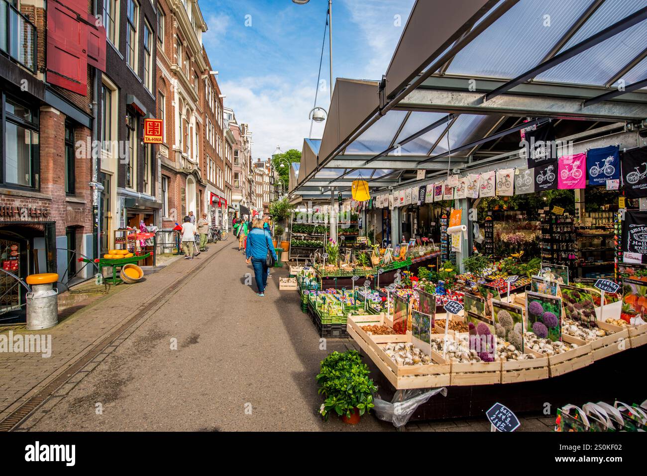 Floating Flower Market, Singel Street scene, Amsterdam, Holland ...