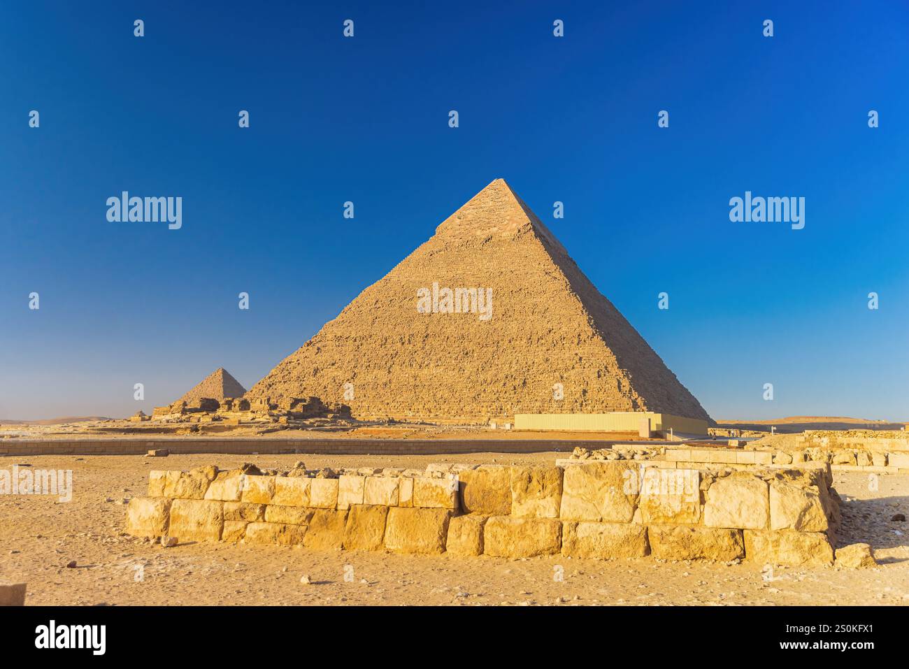 Famous Great Pyramids of Chephren and Cheops, Cairo, Egypt Stock Photo ...