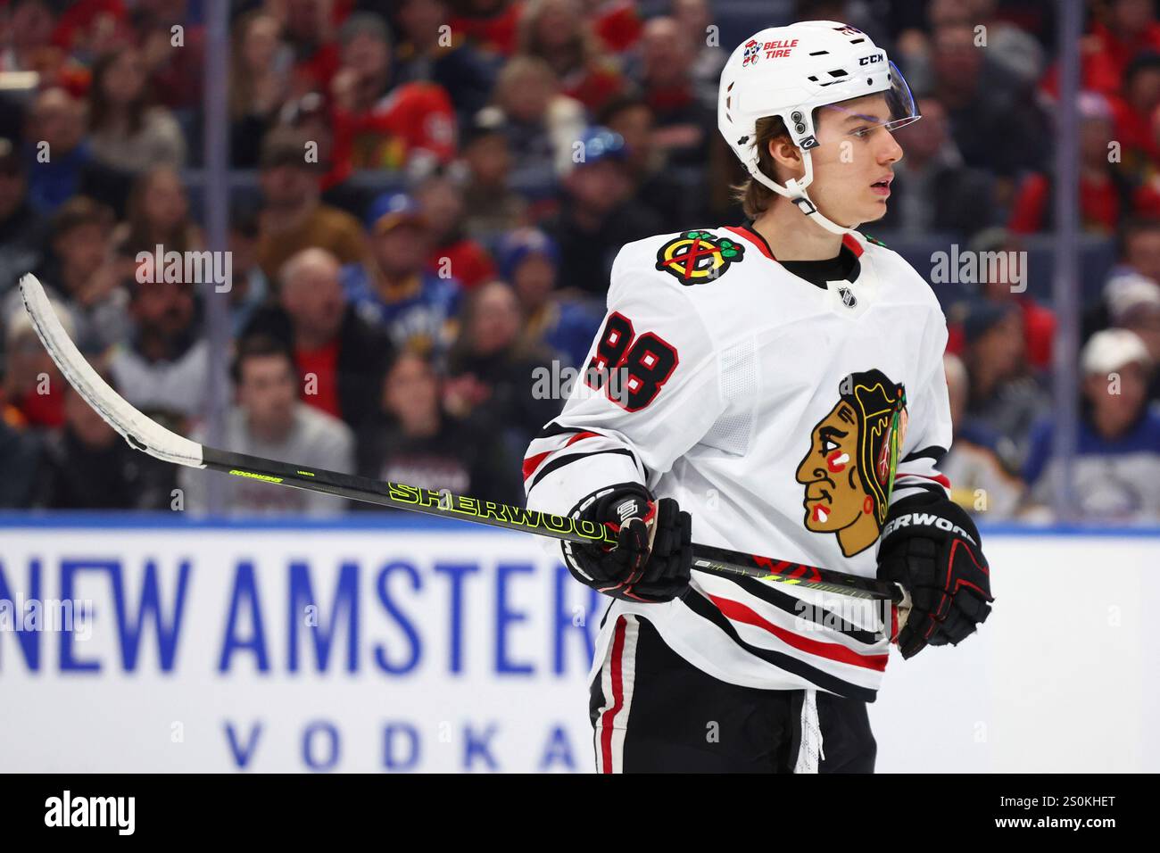 Chicago Blackhawks center Connor Bedard (98) skates during the second ...