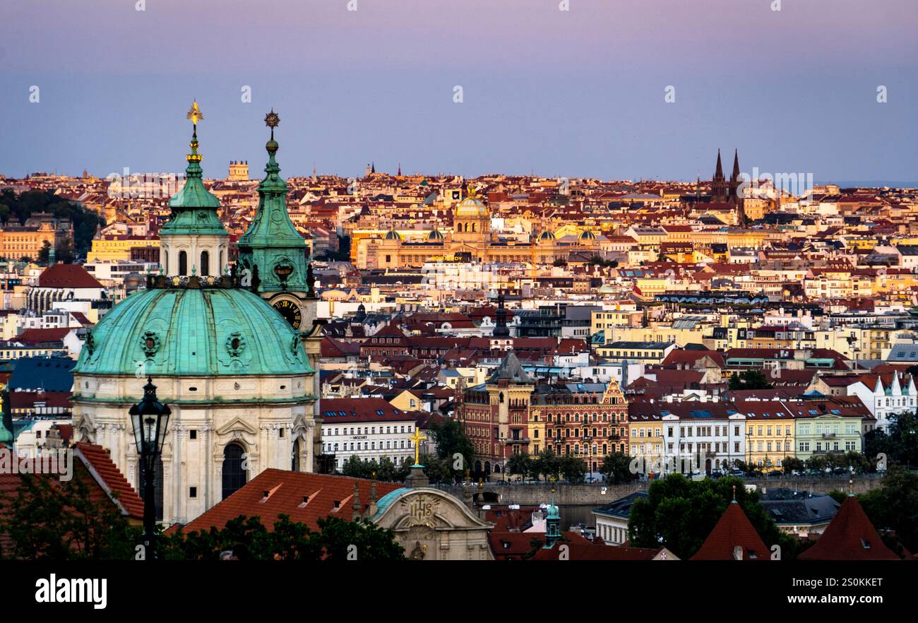 A panoramic view of Prague, showcasing its historic architecture and ...