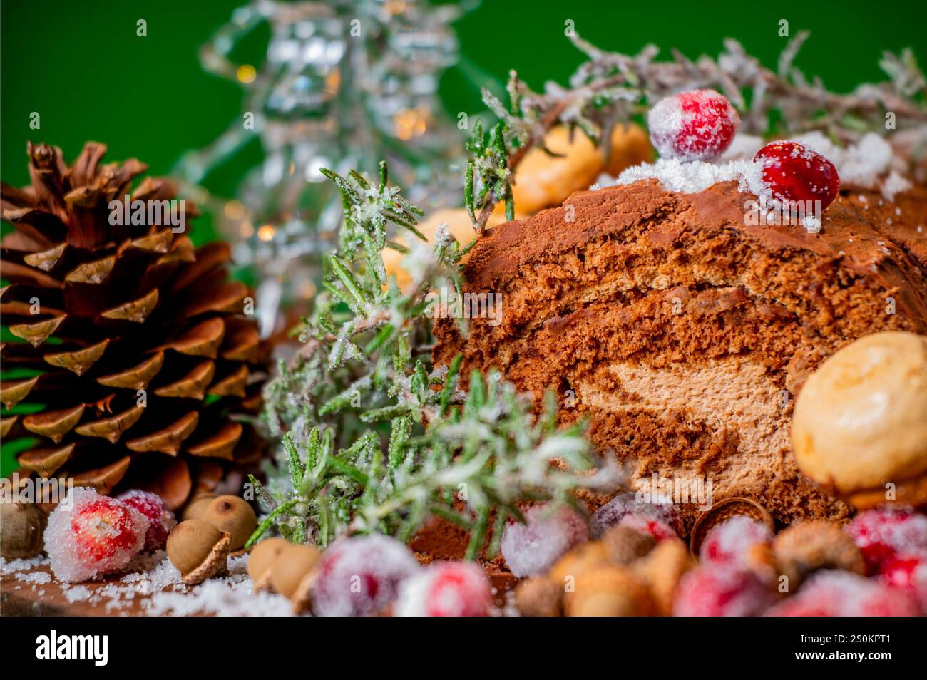 Yule log cake Stock Photo - Alamy