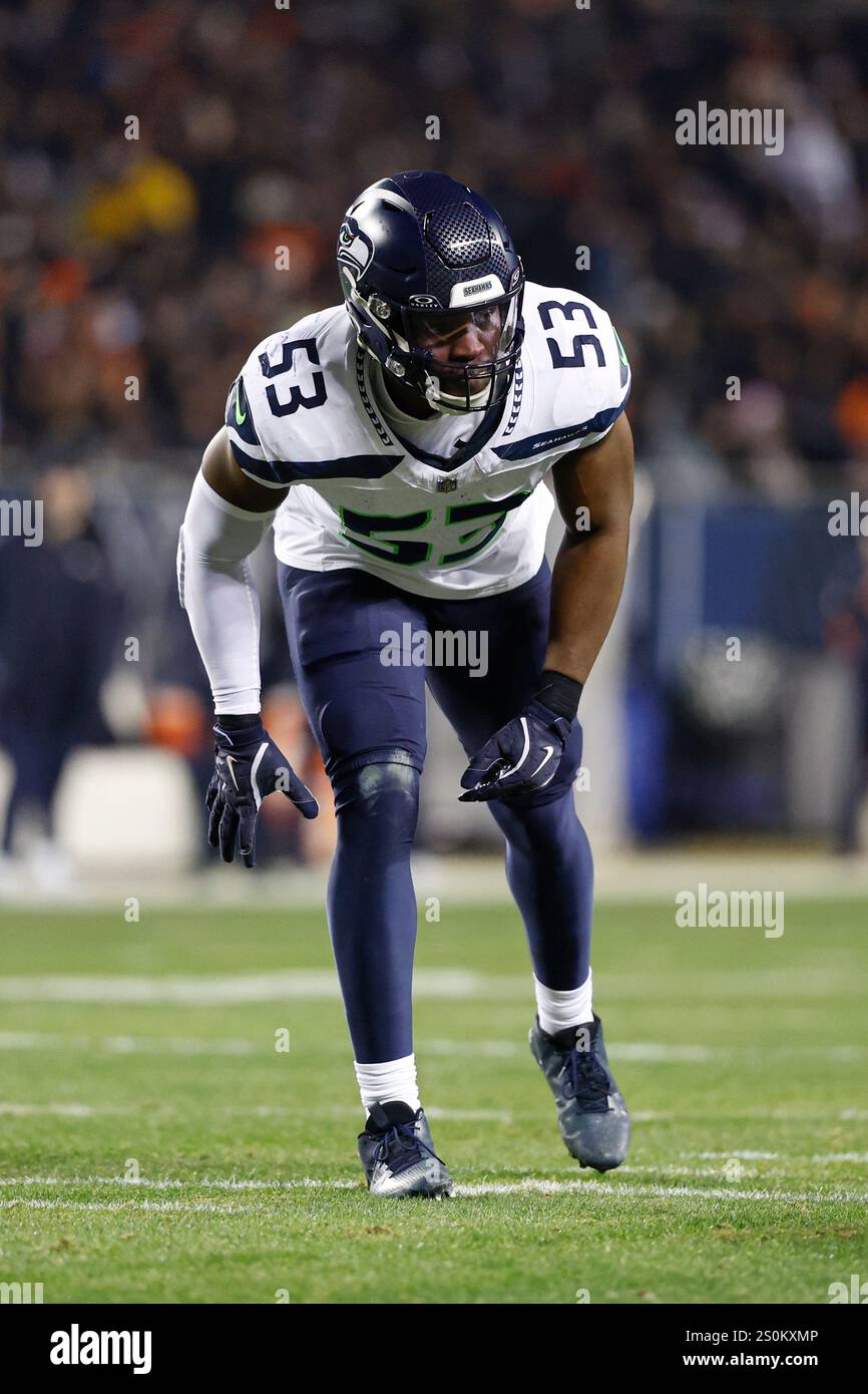 Seattle Seahawks linebacker Boye Mafe (53) lines up during the first ...