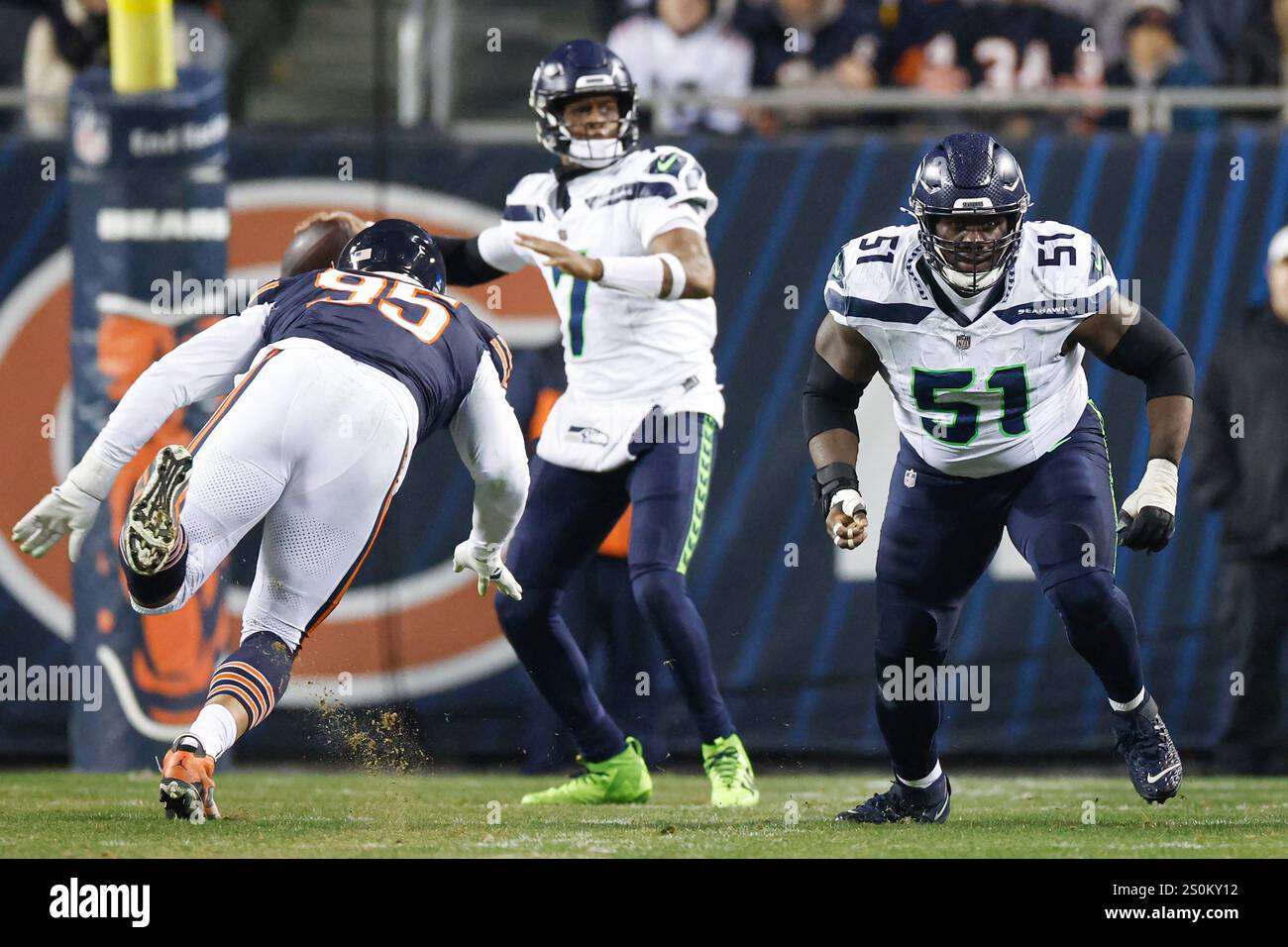 Seattle Seahawks center Olu Oluwatimi (51) blocks during the first half ...