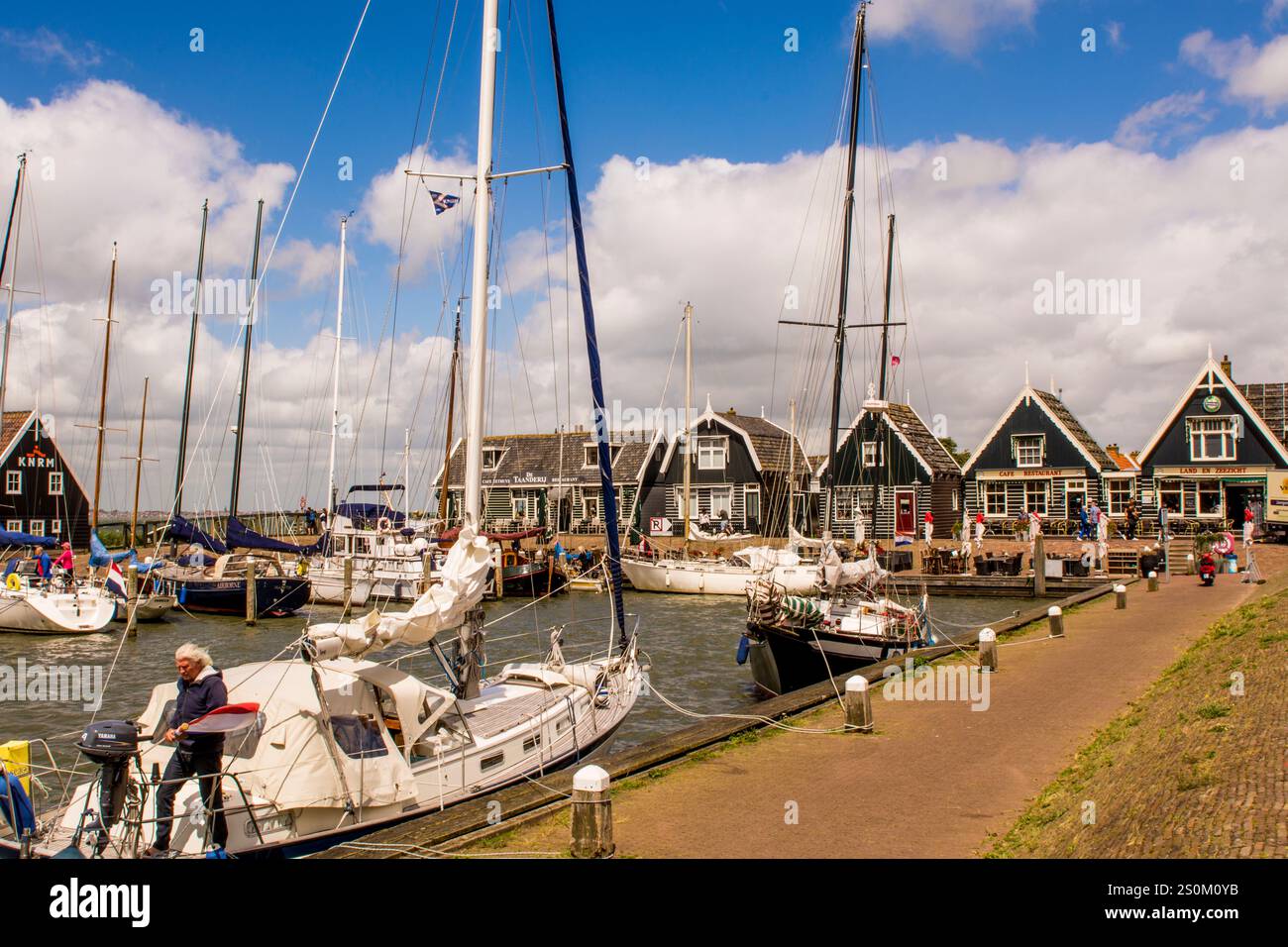 Sailboats docked in harbour, Marken, Holland, Netherlands Stock Photo ...