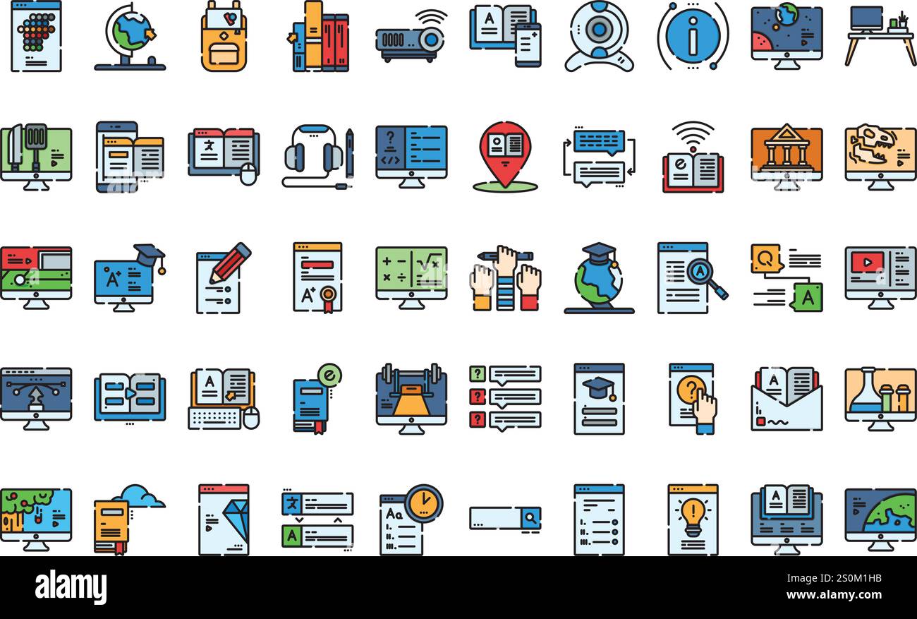 Online learning icons High-Quality Vector Icons Collection with ...