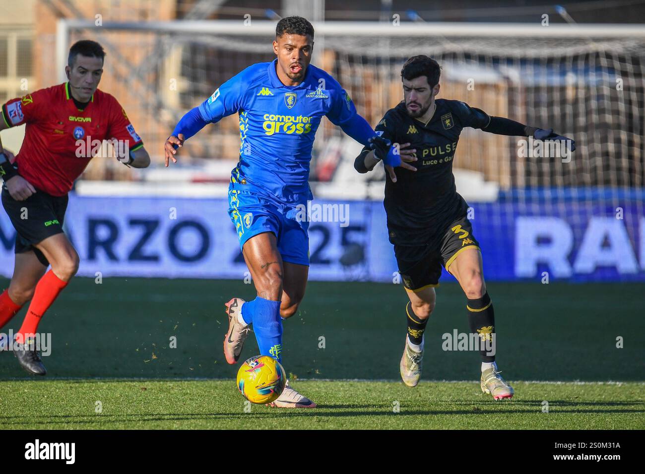 Empoli, Italy. 28th Dec, 2024. Faustino Anjorin (Empoli) fights for the ...