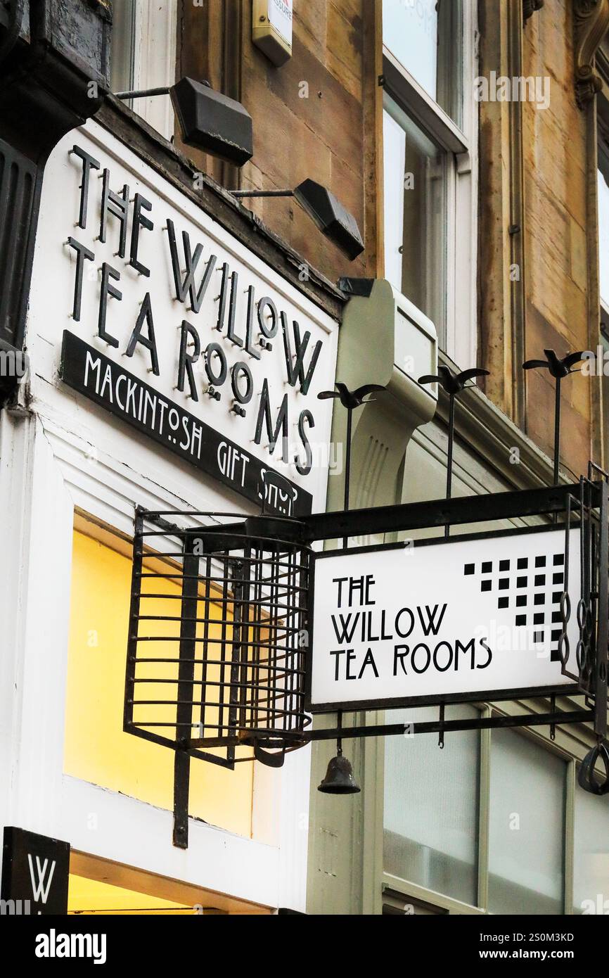 Mackintosh art styled signs outside the Willow tearooms and gift shop ...