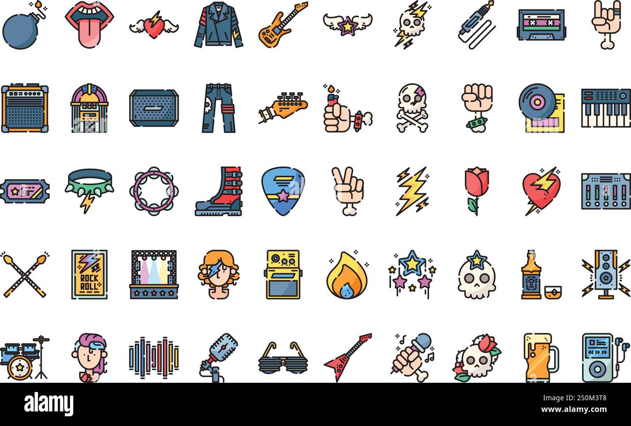 Rock and roll icons High-Quality Vector Icons Collection with Editable ...