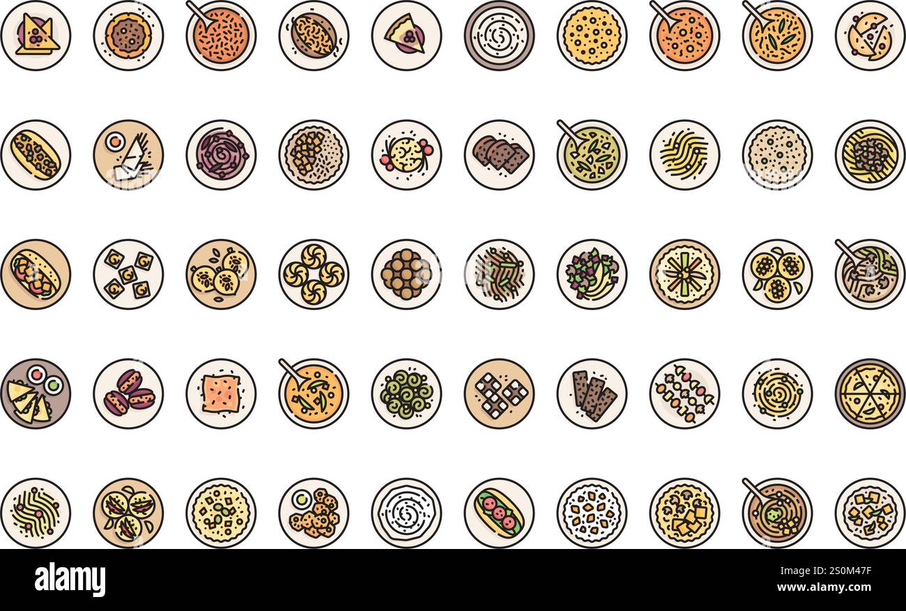 Vegan food dishes icons High-Quality Vector Icons Collection with ...