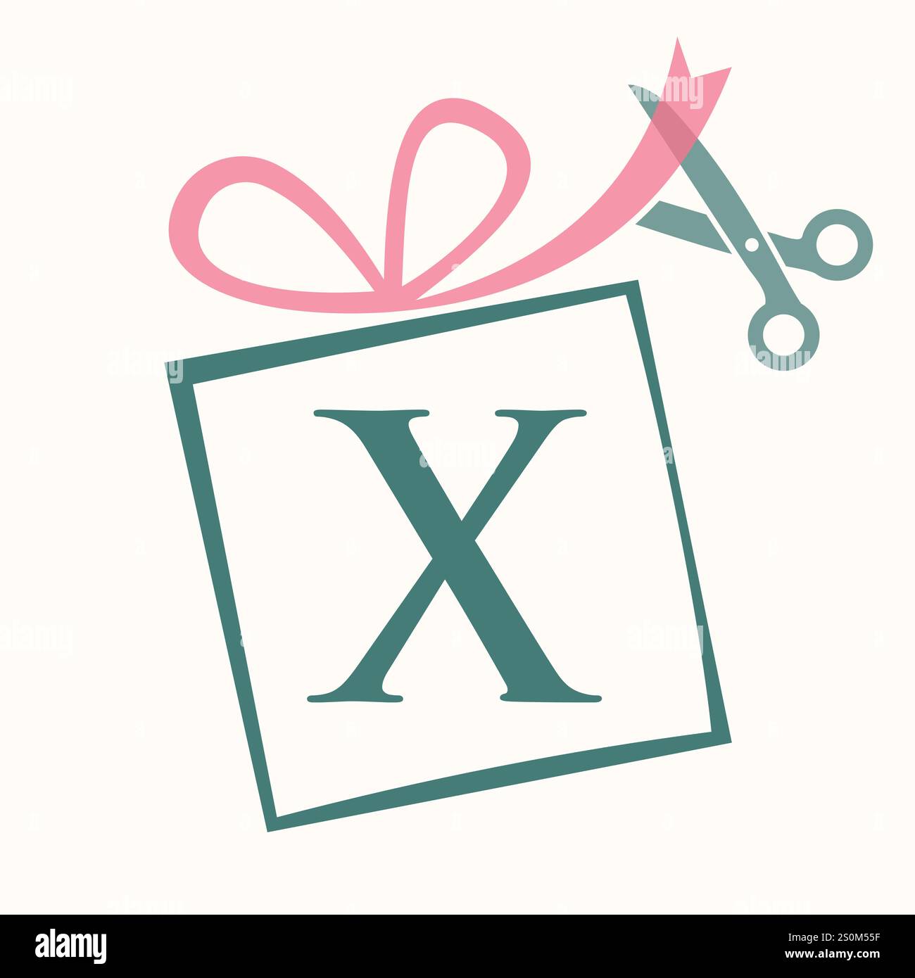 Initial Letter X Gift Box Logo Design Concept With Ribbon and Scissors ...