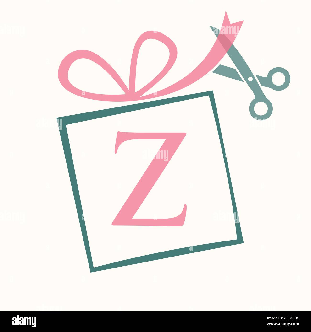 Initial Letter Z Gift Box Logo Design Concept With Ribbon and Scissors ...