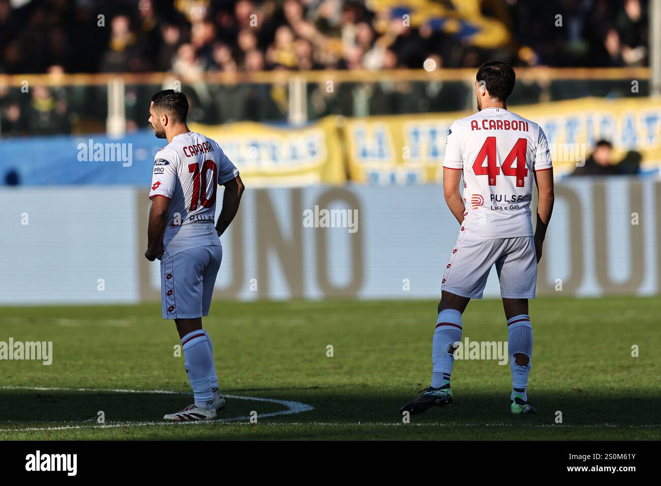 Parma, Italy. 28th Dec 2024. Gianluca Caprari (Monza)Andrea Carboni ...