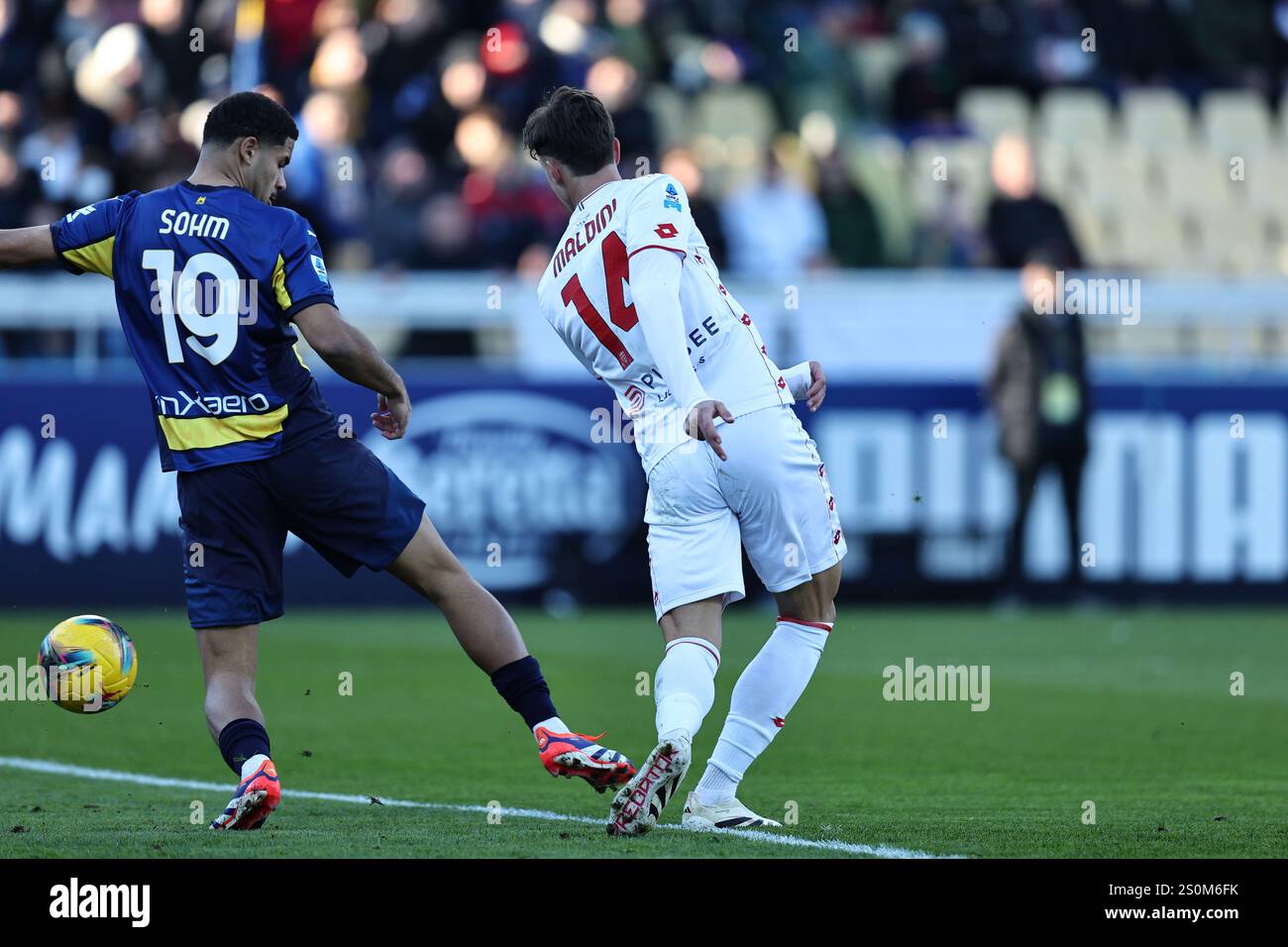 Parma, Italy. 28th Dec 2024. Daniel Maldini (Monza)Simon Sohm (Parma ...