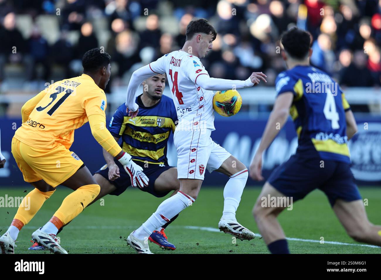 Parma, Italy. 28th Dec 2024. Daniel Maldini (Monza)Zion Suzuki (Parma ...