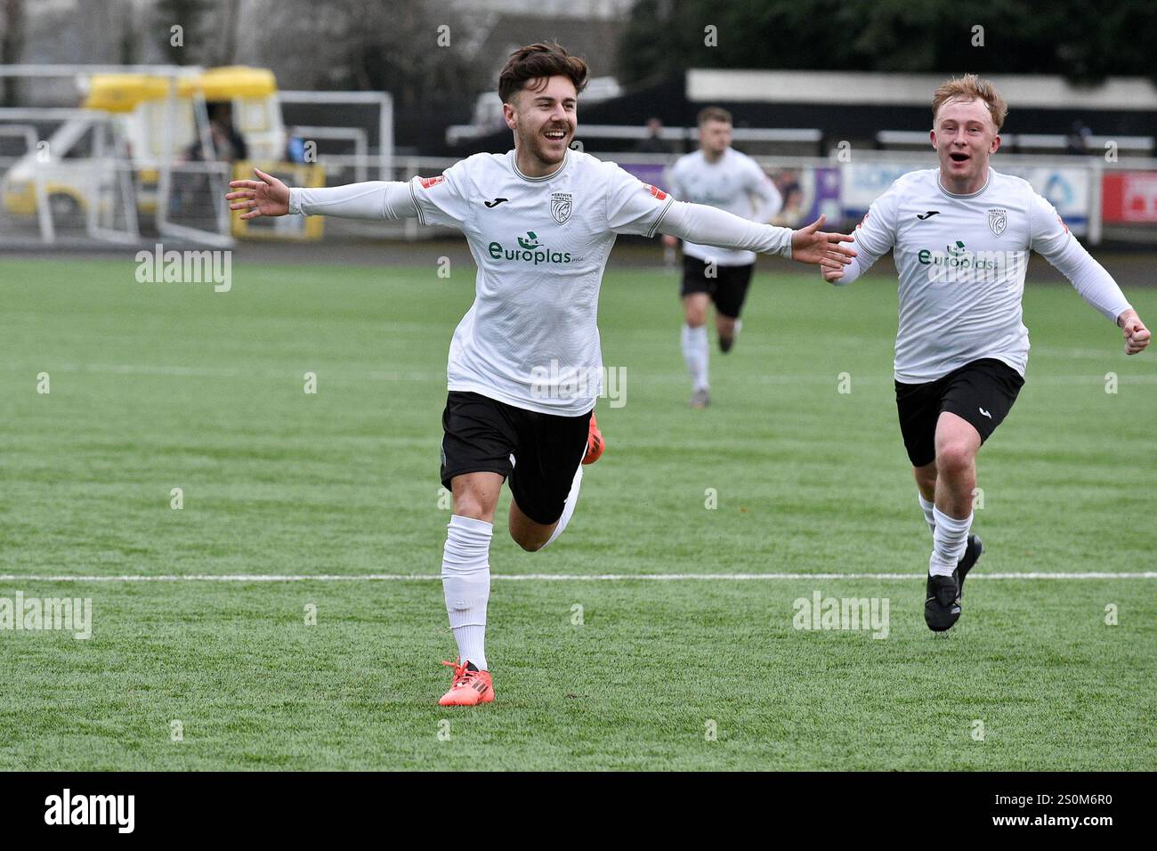Lewys Twamley of Merthyr Town celebrates after he scores his teams 1st ...