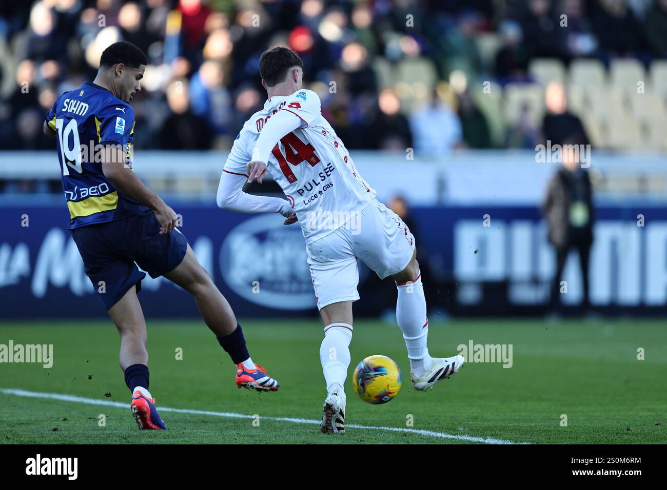 Parma, Italy. 28th Dec 2024. Daniel Maldini (Monza)Simon Sohm (Parma ...