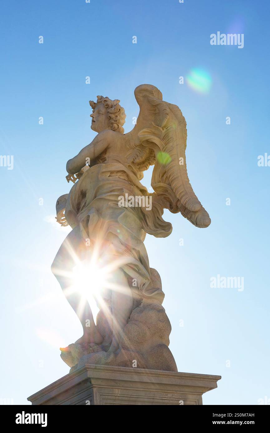 Newly cleaned for the Holy Jubilee Year of 2025 one of the Bernini statues on the bridge of ...