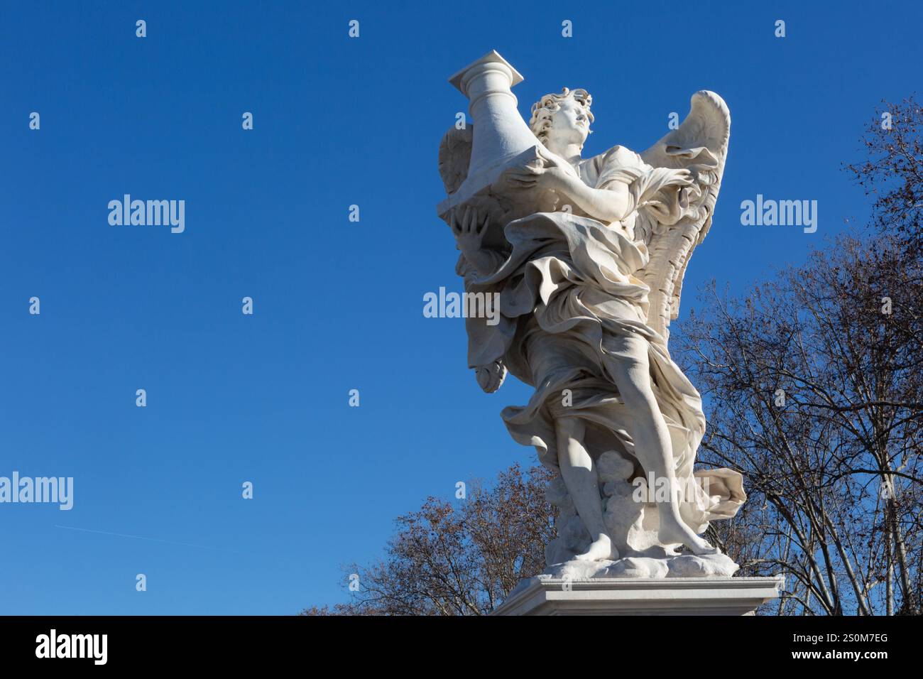 Newly cleaned for the Holy Jubilee Year of 2025 one of the Bernini statues on the bridge of ...