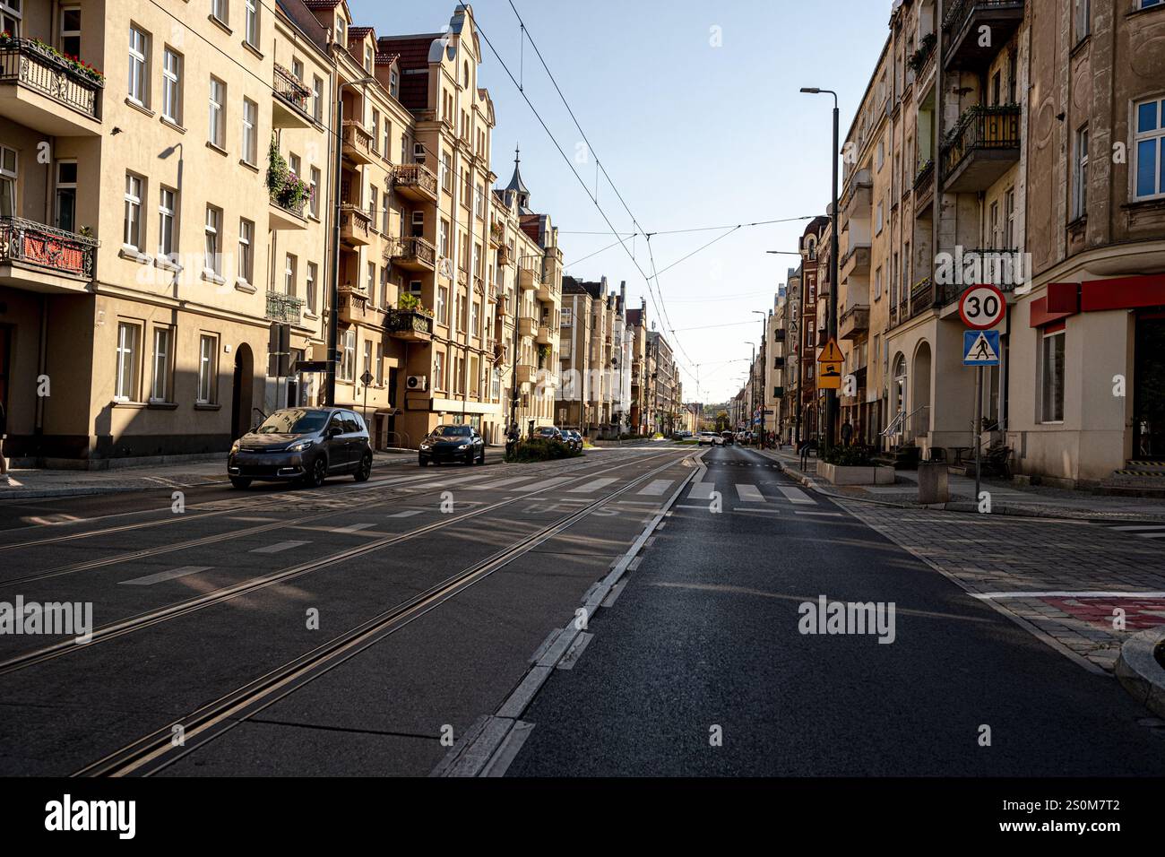 Sunny Day In Poland Showcases An Old City Street Landscape Stock Photo ...