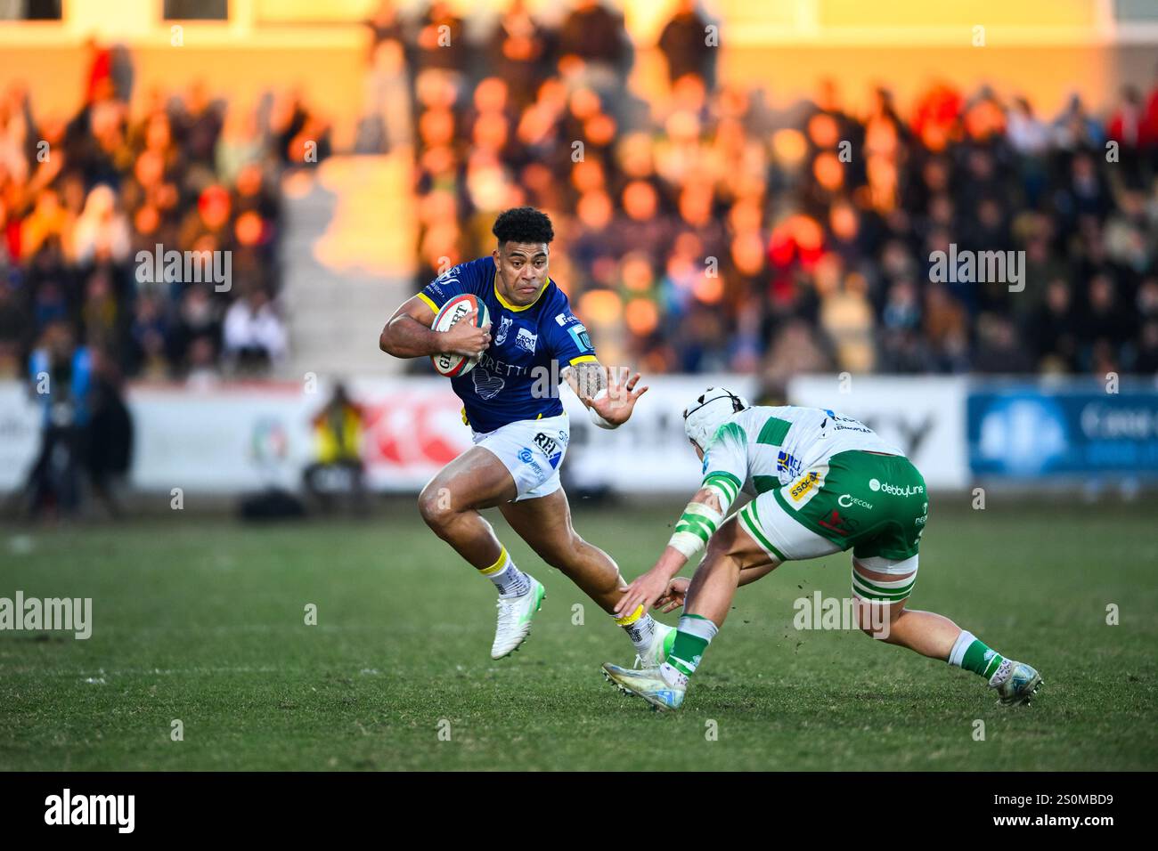 Fetuli Paea ( Zebre Parma ) Manuel Zuliani ( Benetton Rugby ) during ...