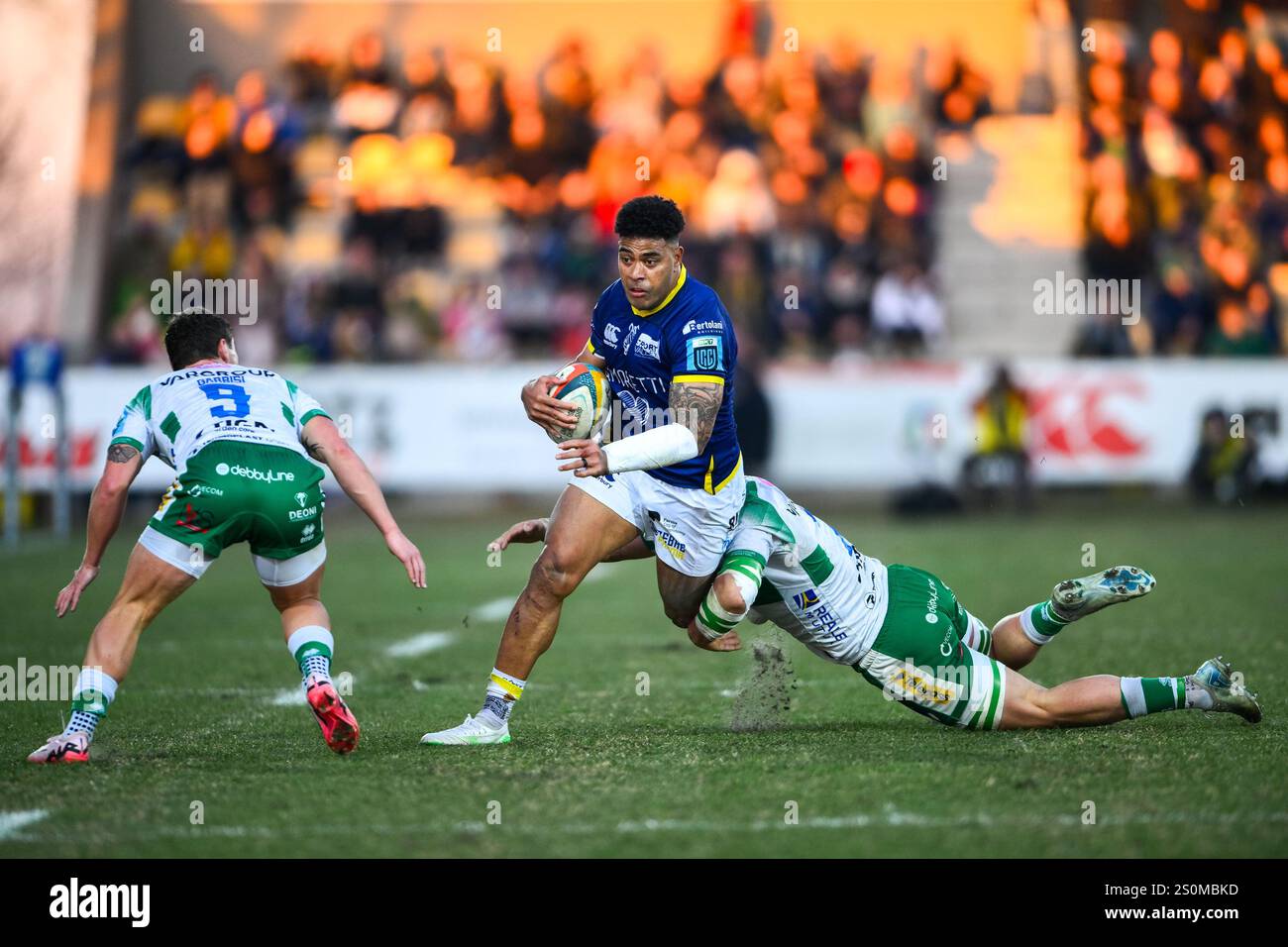 Fetuli Paea ( Zebre Parma ) Manuel Zuliani ( Benetton Rugby ) during ...
