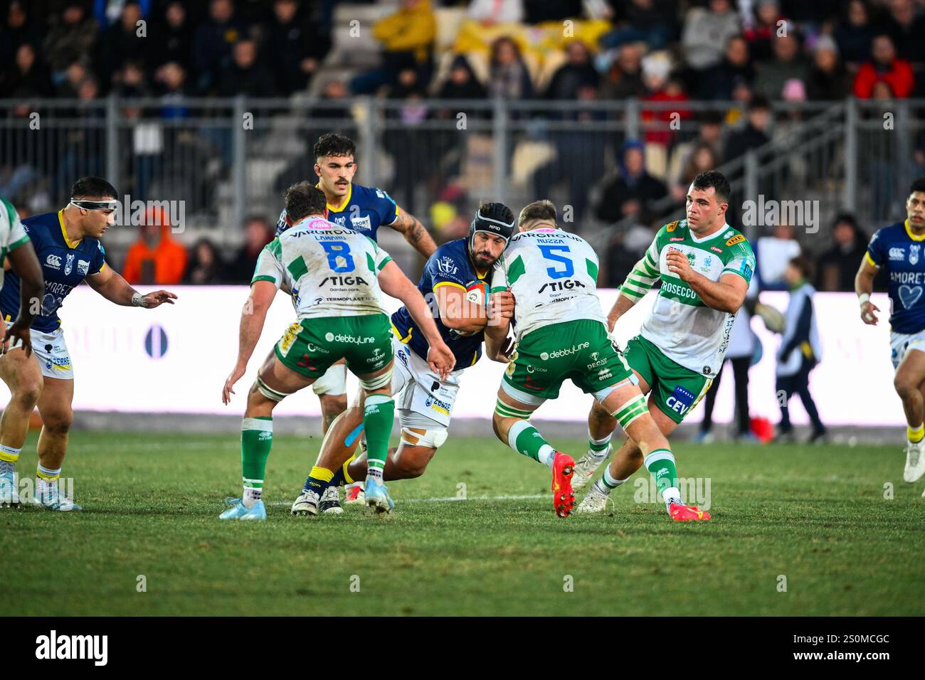 Parma, Italy. 28th Dec, 2024. Leonard Krumov ( Zebre Parma ) Michele ...